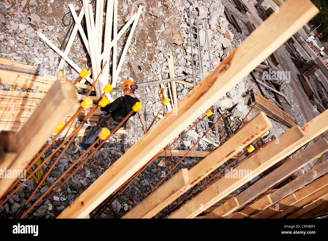Construction workers building a bridge Stock Photo - Alamy