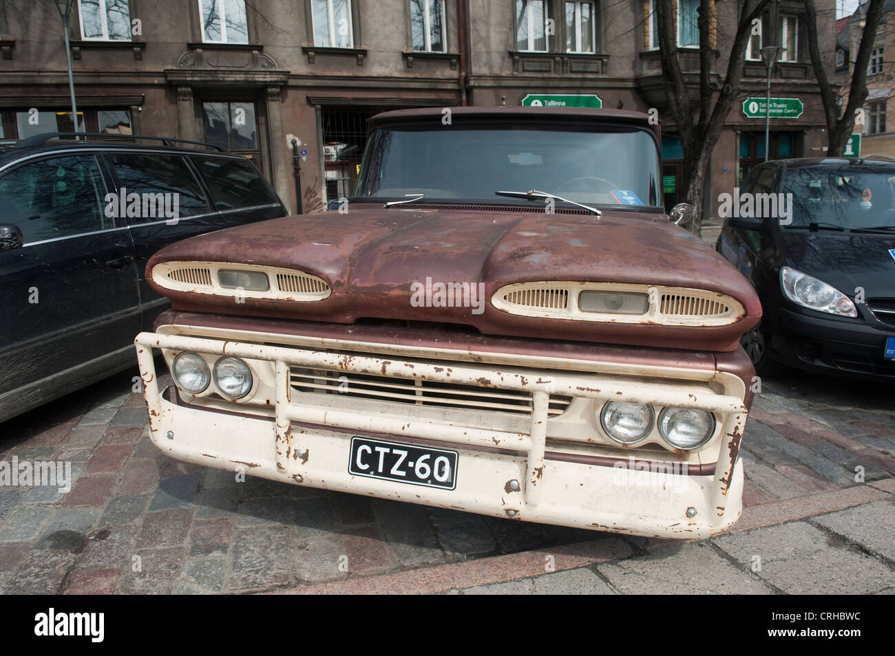 An old rusty car in the centre of Tallinn, Estonia, Baltic States Stock ...