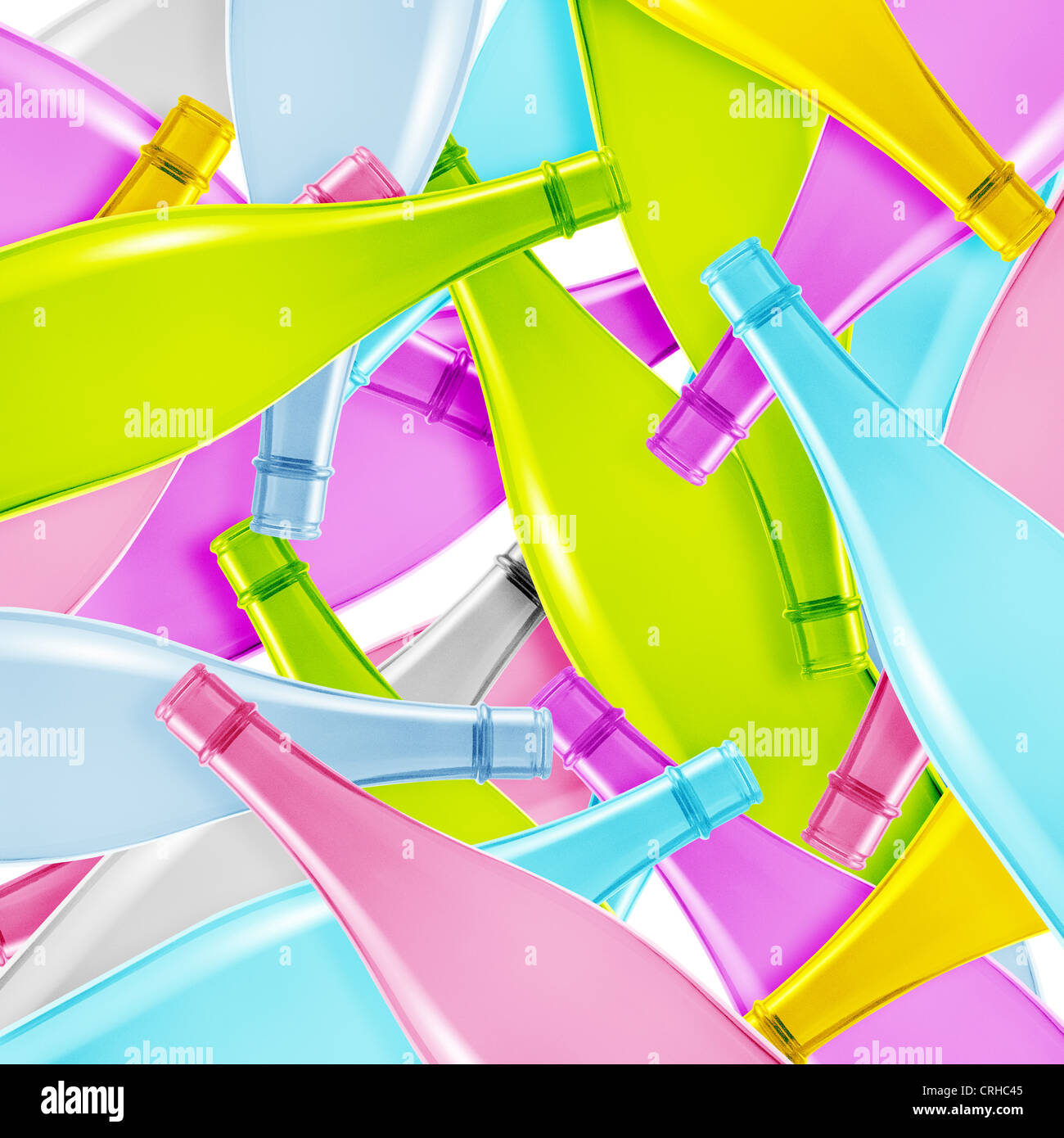 Set of colored empty glass bottles background Stock Photo - Alamy