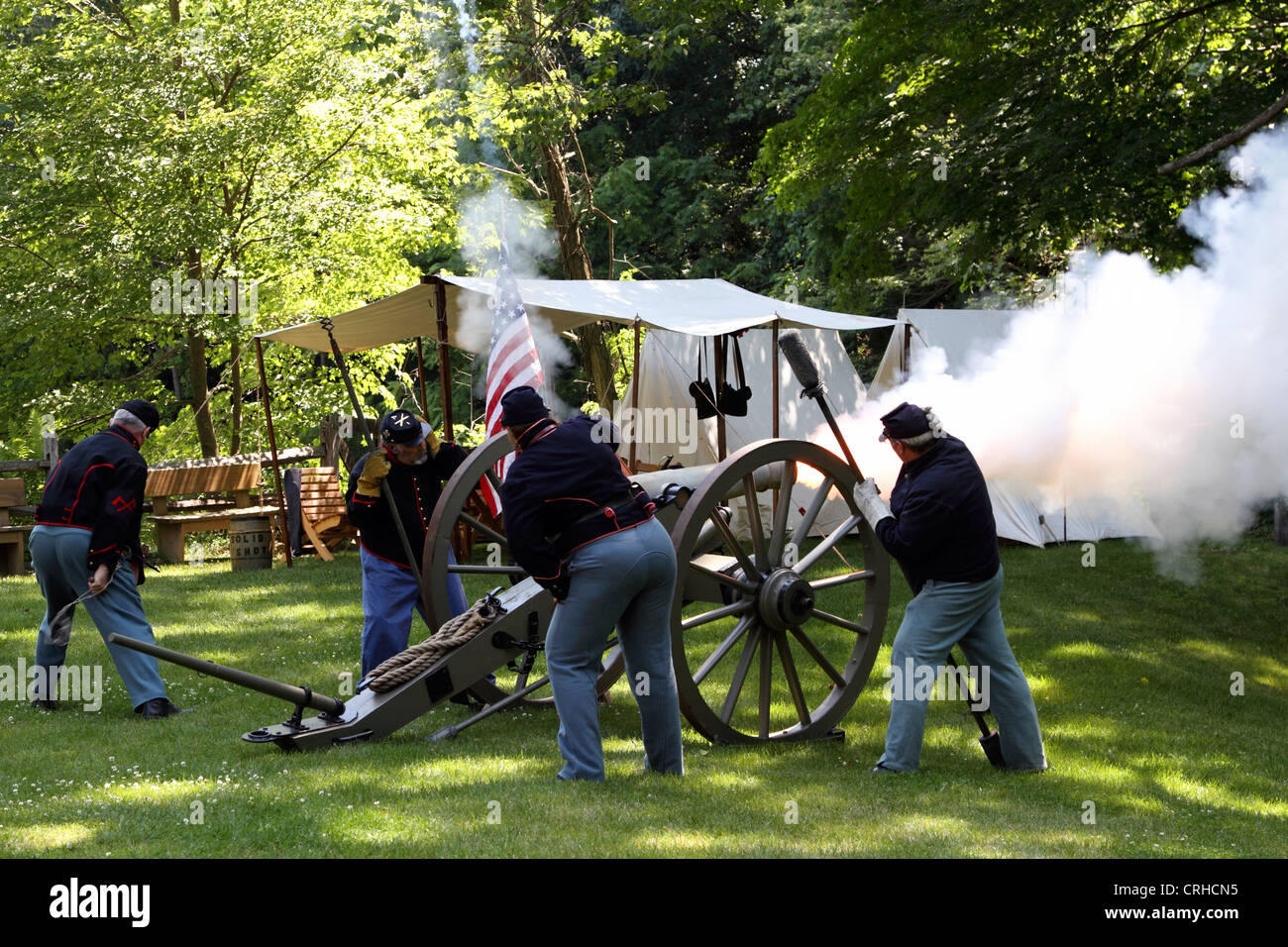 An American Civil War re-enactment. Historic Speedwell, Morristown, NJ ...