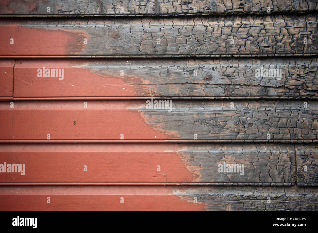 Wooden paneling from a house that was partially burnt in a fire in ...