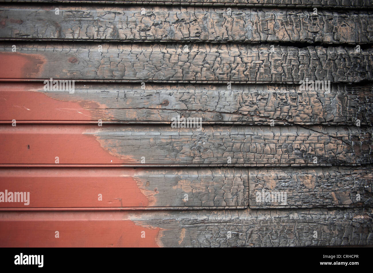 Wooden paneling from a house that was partially burnt in a fire in ...