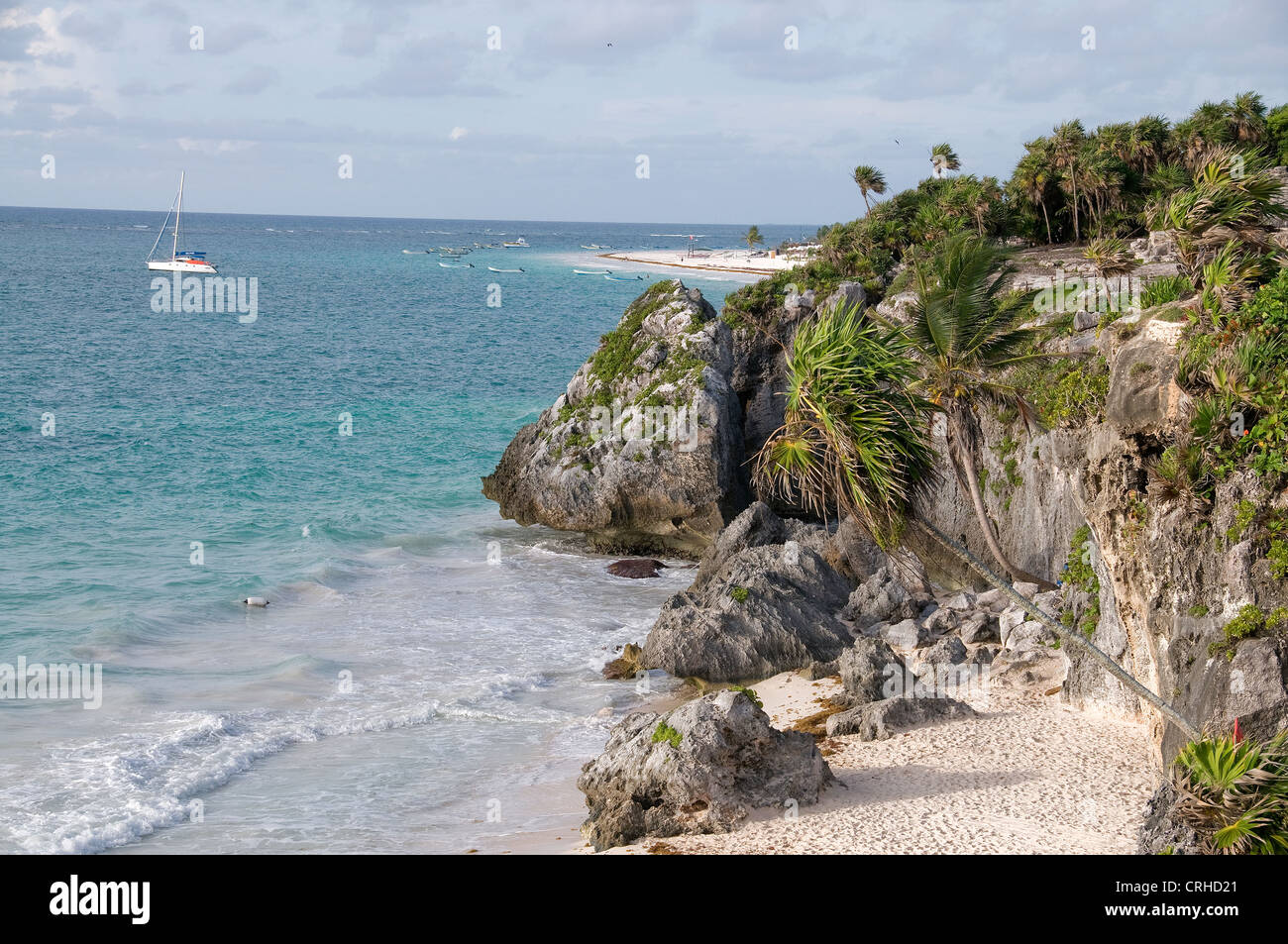 Tulum's El Castillo overlooks the beautiful cliffs and beach on Mexico ...