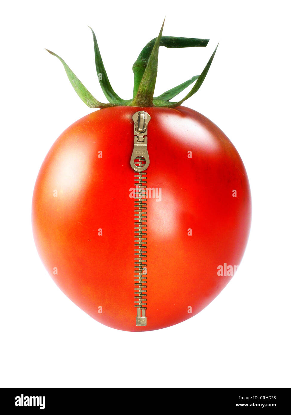 Fresh Red tomatoes with zipper on white background Stock Photo - Alamy