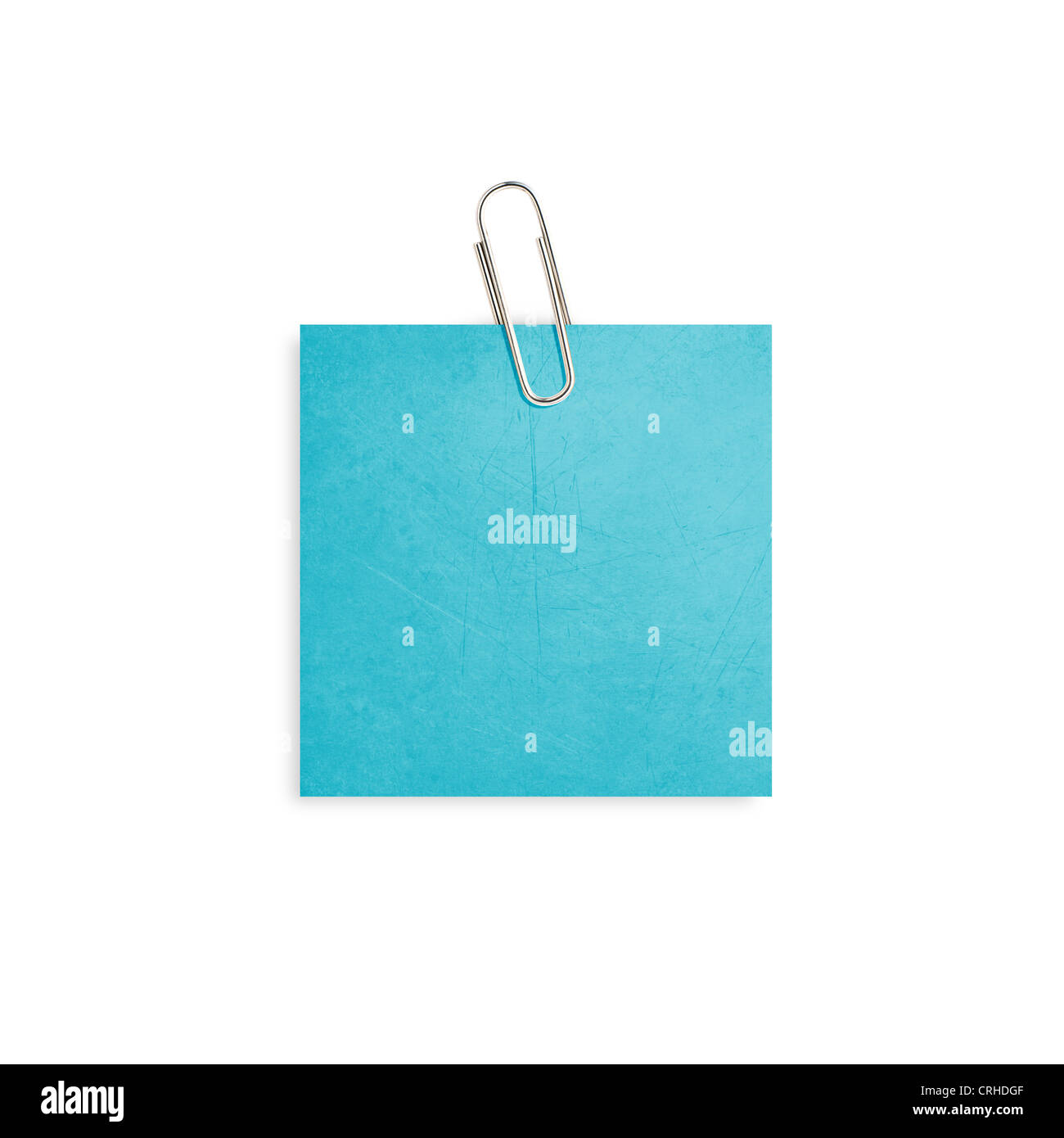 Blue note paper with paper clip on white background Stock Photo - Alamy