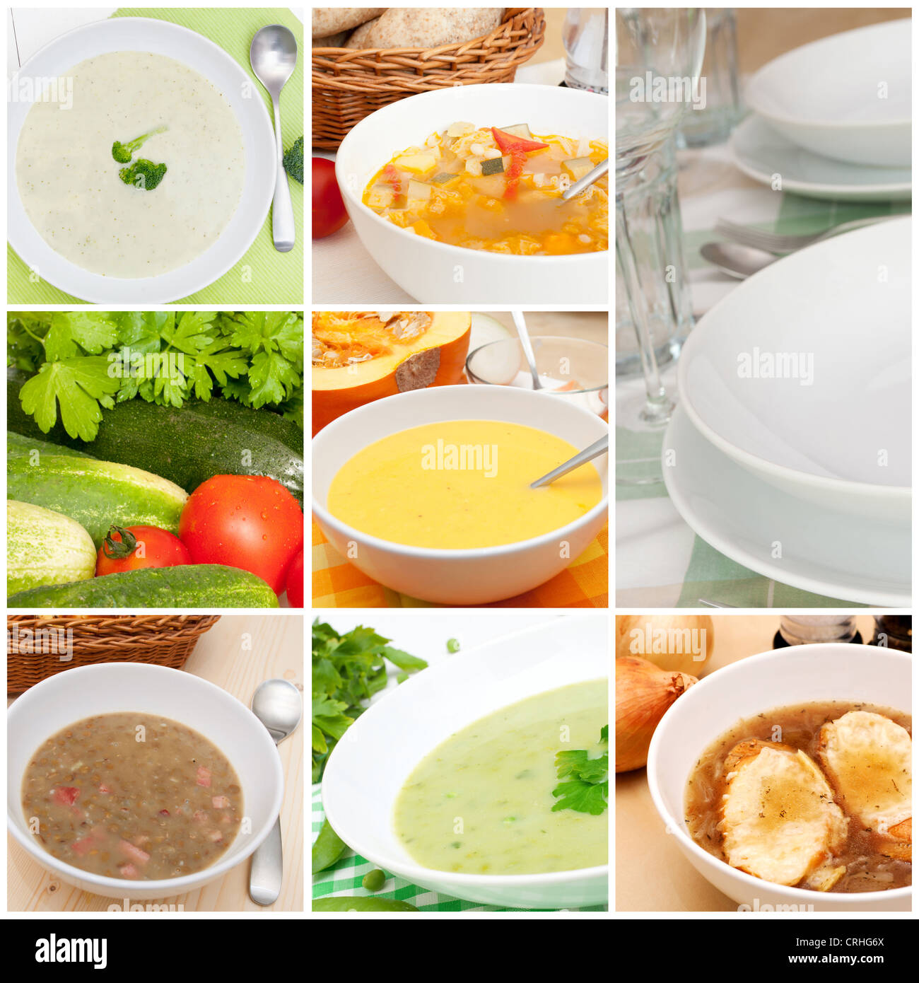 Collage of Various Soups Stock Photo - Alamy