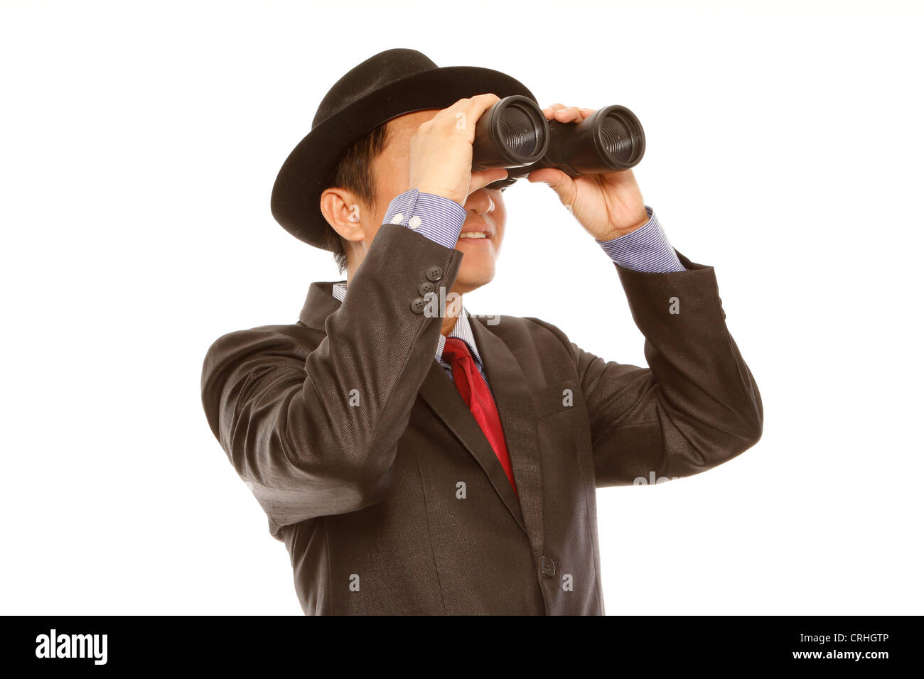 Man in white with binoculars hi-res stock photography and images - Alamy