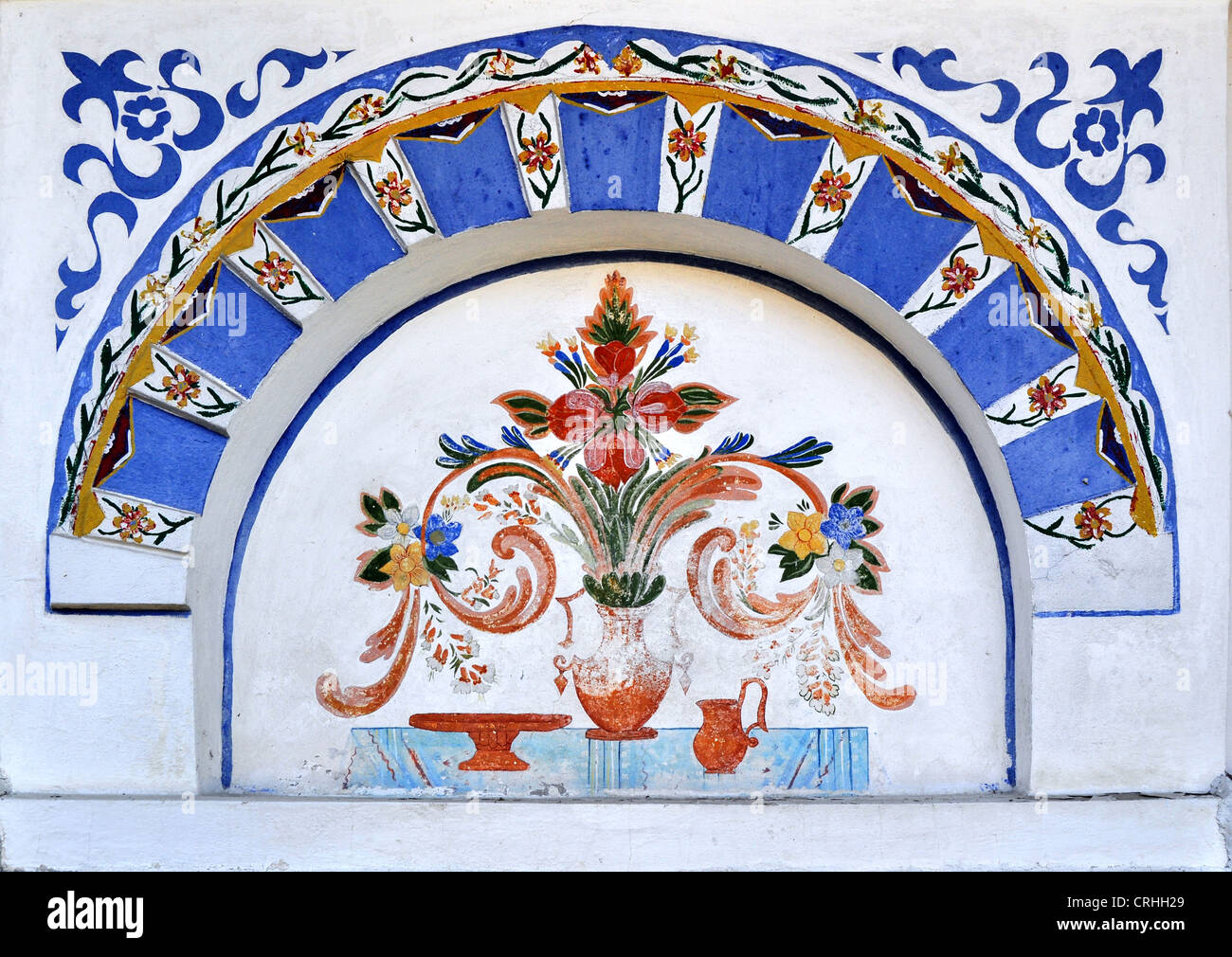 Floral fresco on the wall of monastery Stock Photo - Alamy