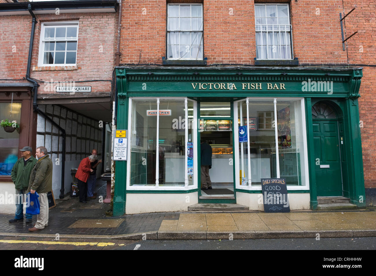 Albert Square and Victoria Fish Bar in Presteigne Powys Mid-Wales UK ...