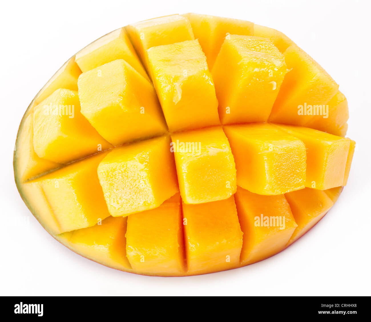 Slice of mango on a white background Stock Photo - Alamy