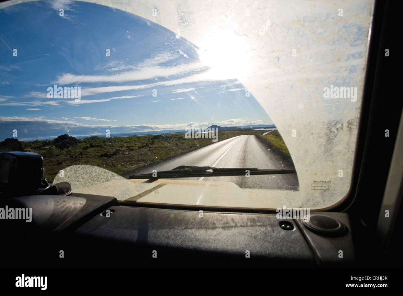 Country road viewed through car windshield Stock Photo - Alamy