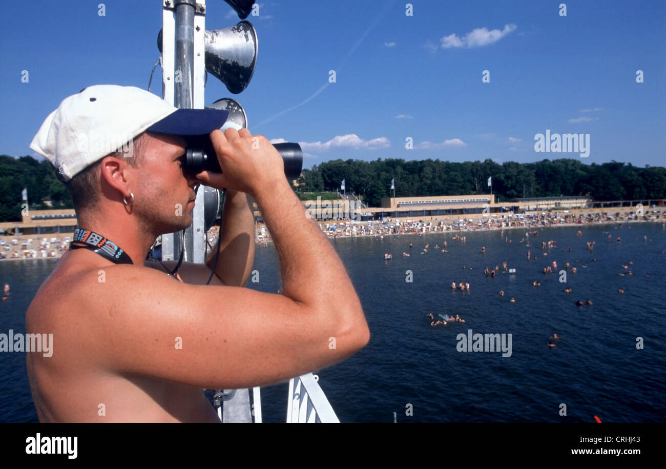 Berlin, Germany, lifeguard at the Wannsee beach Stock Photo - Alamy