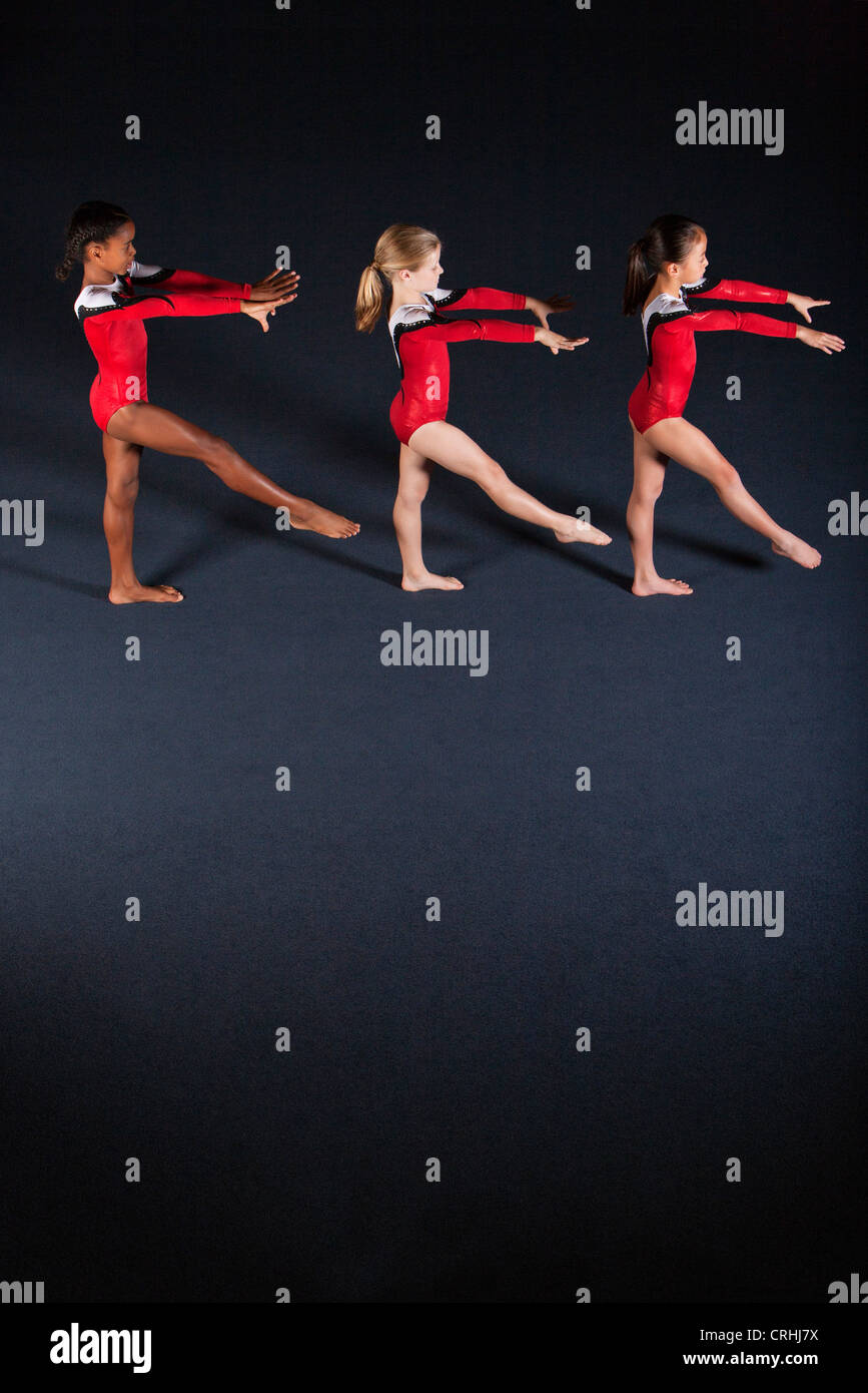 Young girl gymnasts practicing Stock Photo - Alamy
