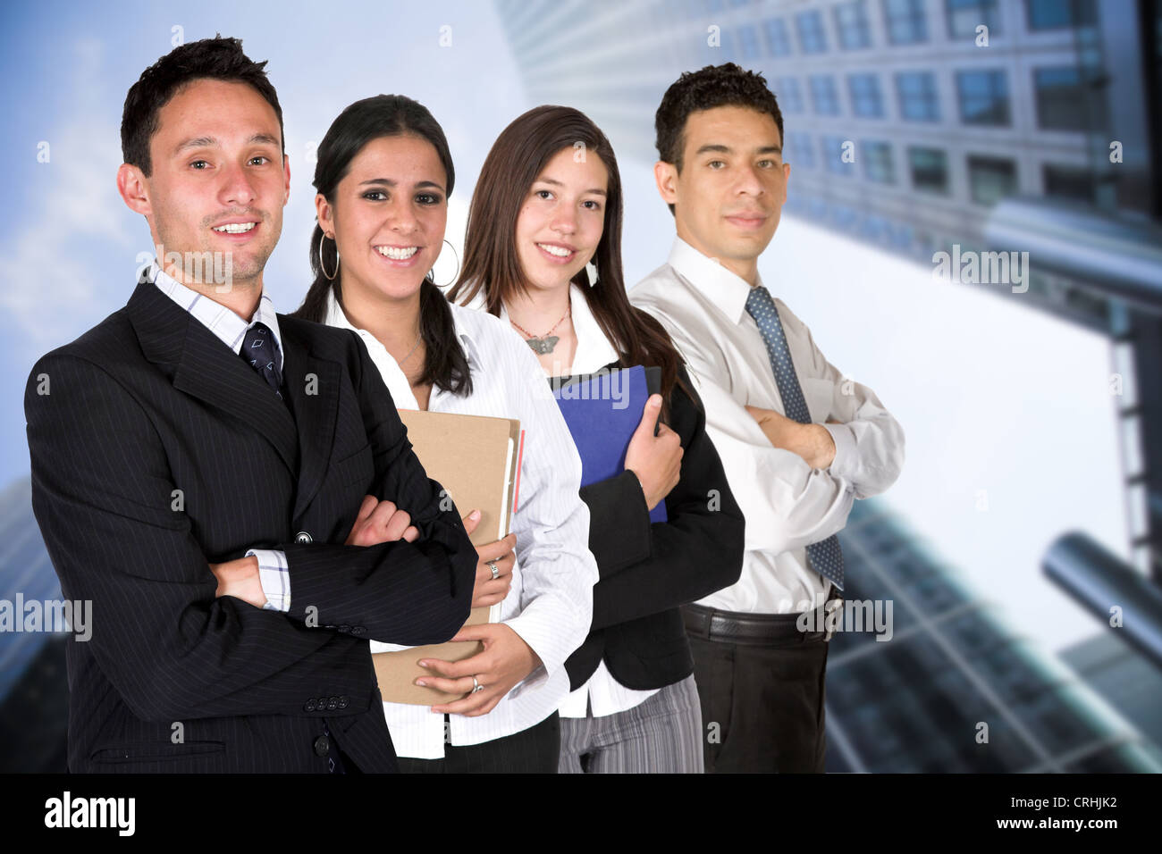 young business people standing in a row, smiling Stock Photo - Alamy