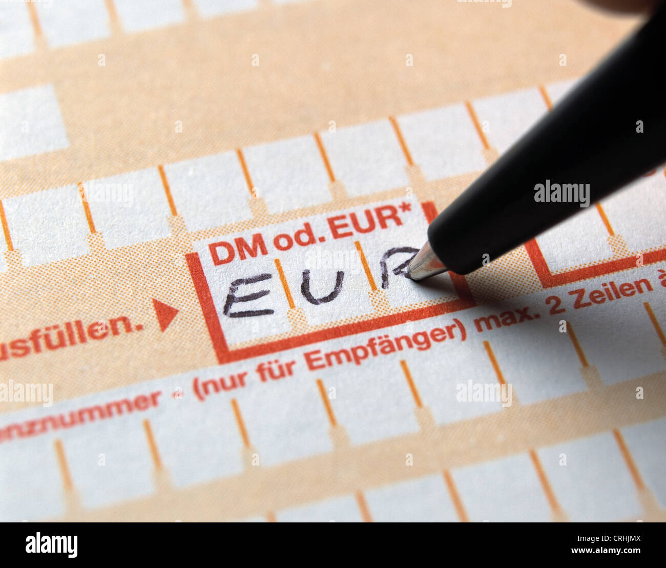 Wire transfer form with Euro value indication Stock Photo - Alamy