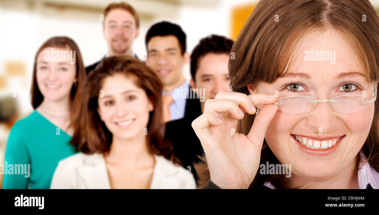 businesswoman with glasses leading a team Stock Photo - Alamy