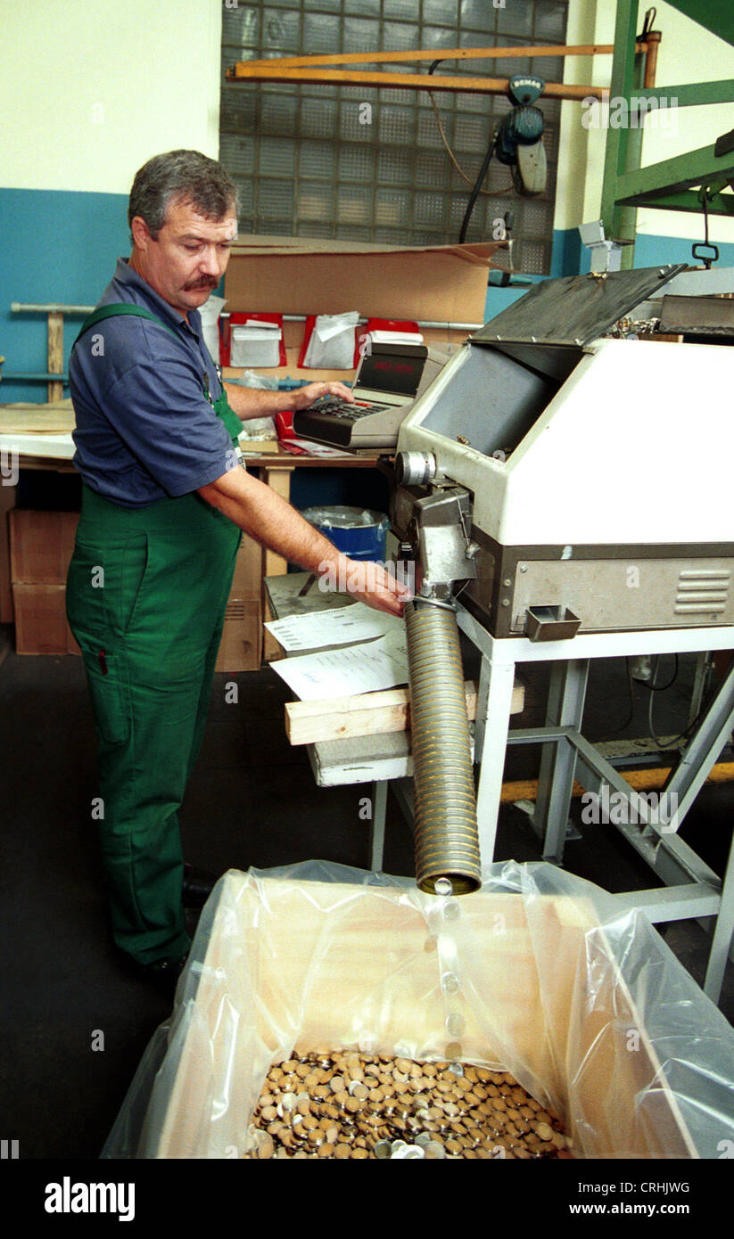 Sword, Germany, production of the Euro Stock Photo - Alamy