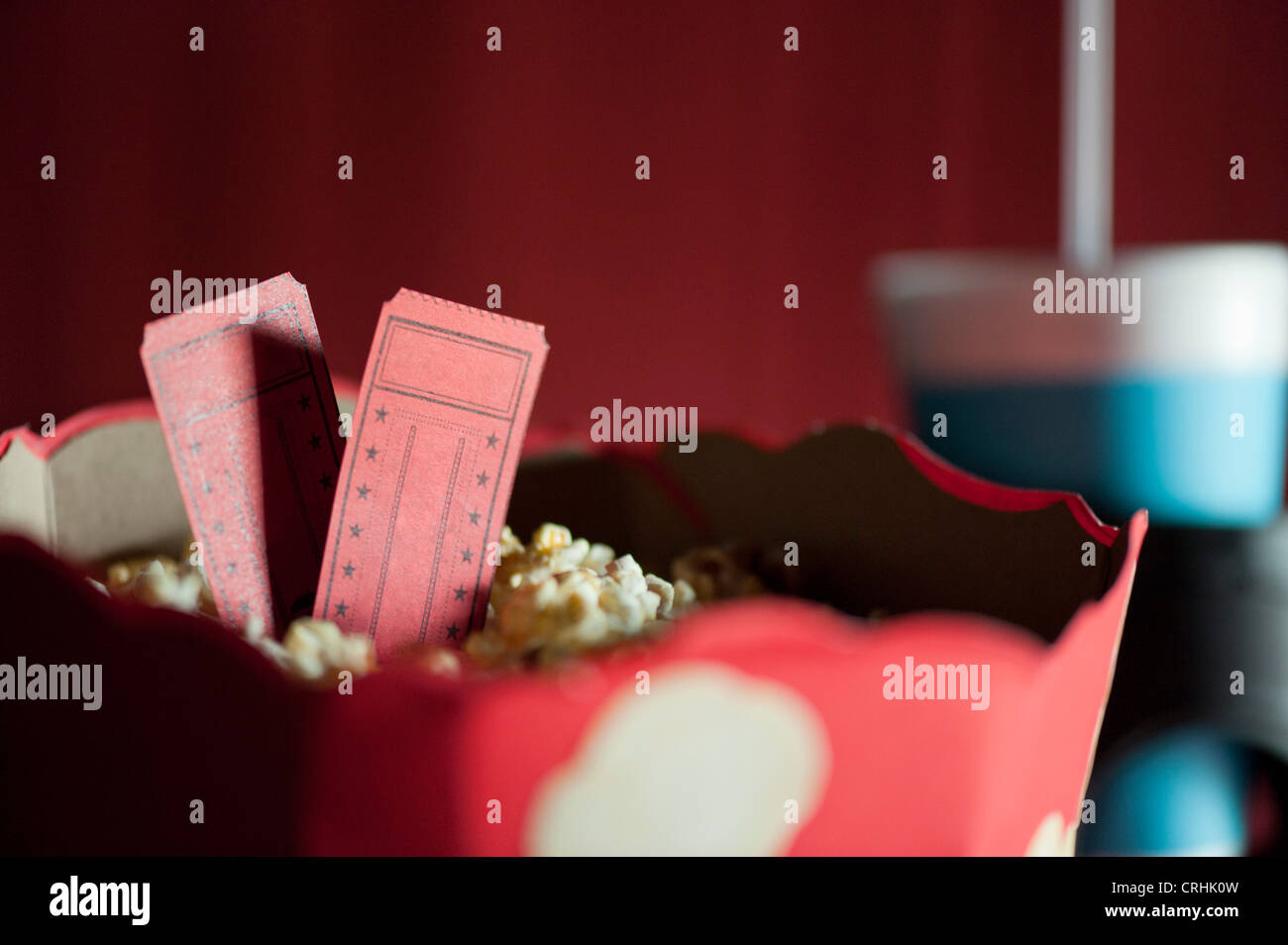 Movie tickets and popcorn Stock Photo - Alamy