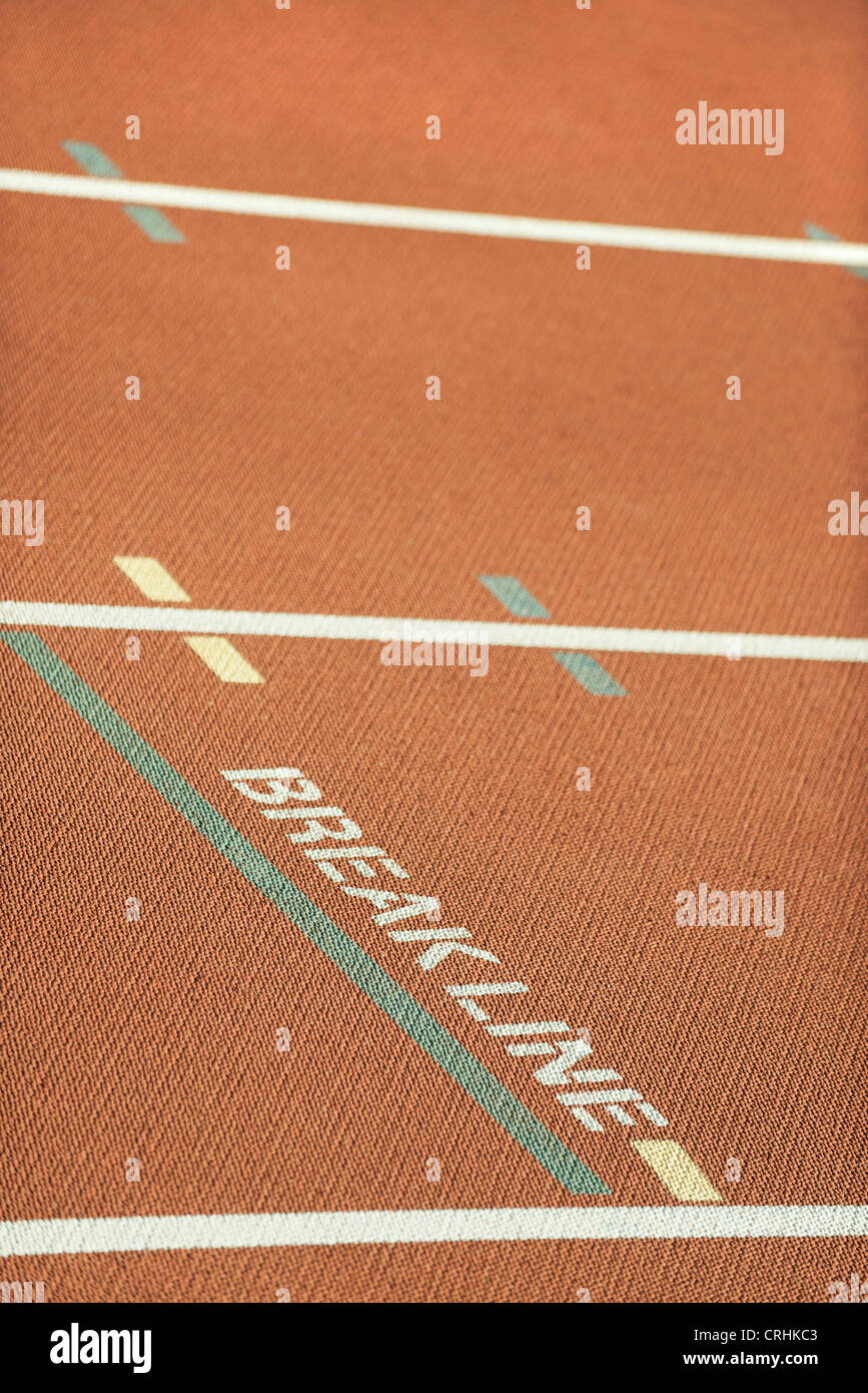 Break line marking on running track lane Stock Photo - Alamy