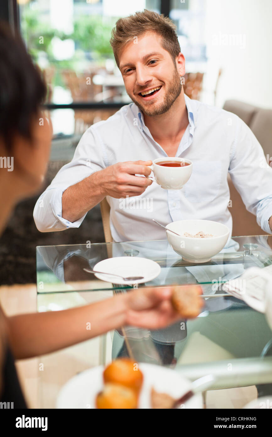 2 people talking over tea hi-res stock photography and images - Alamy