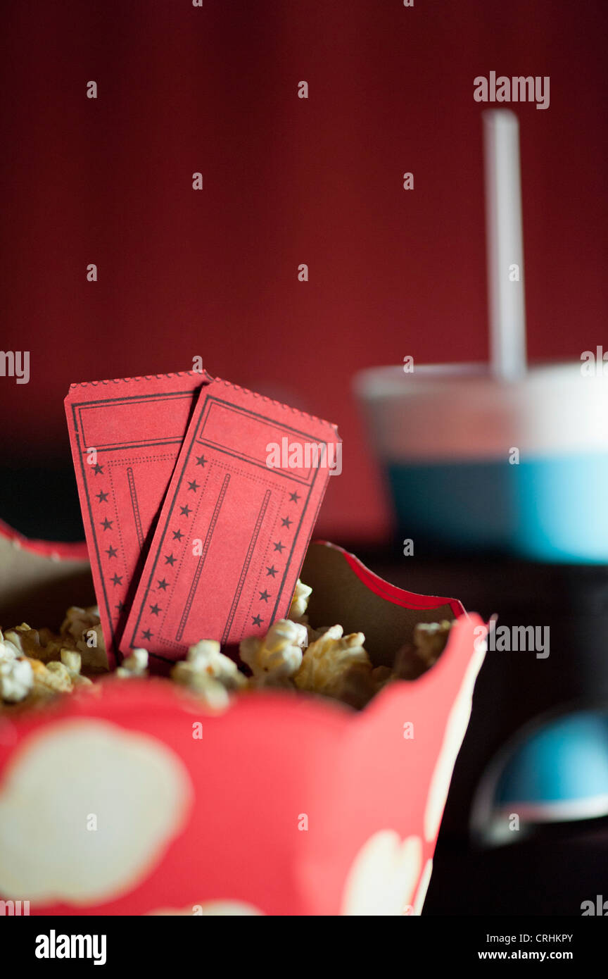 Movie tickets and popcorn Stock Photo - Alamy