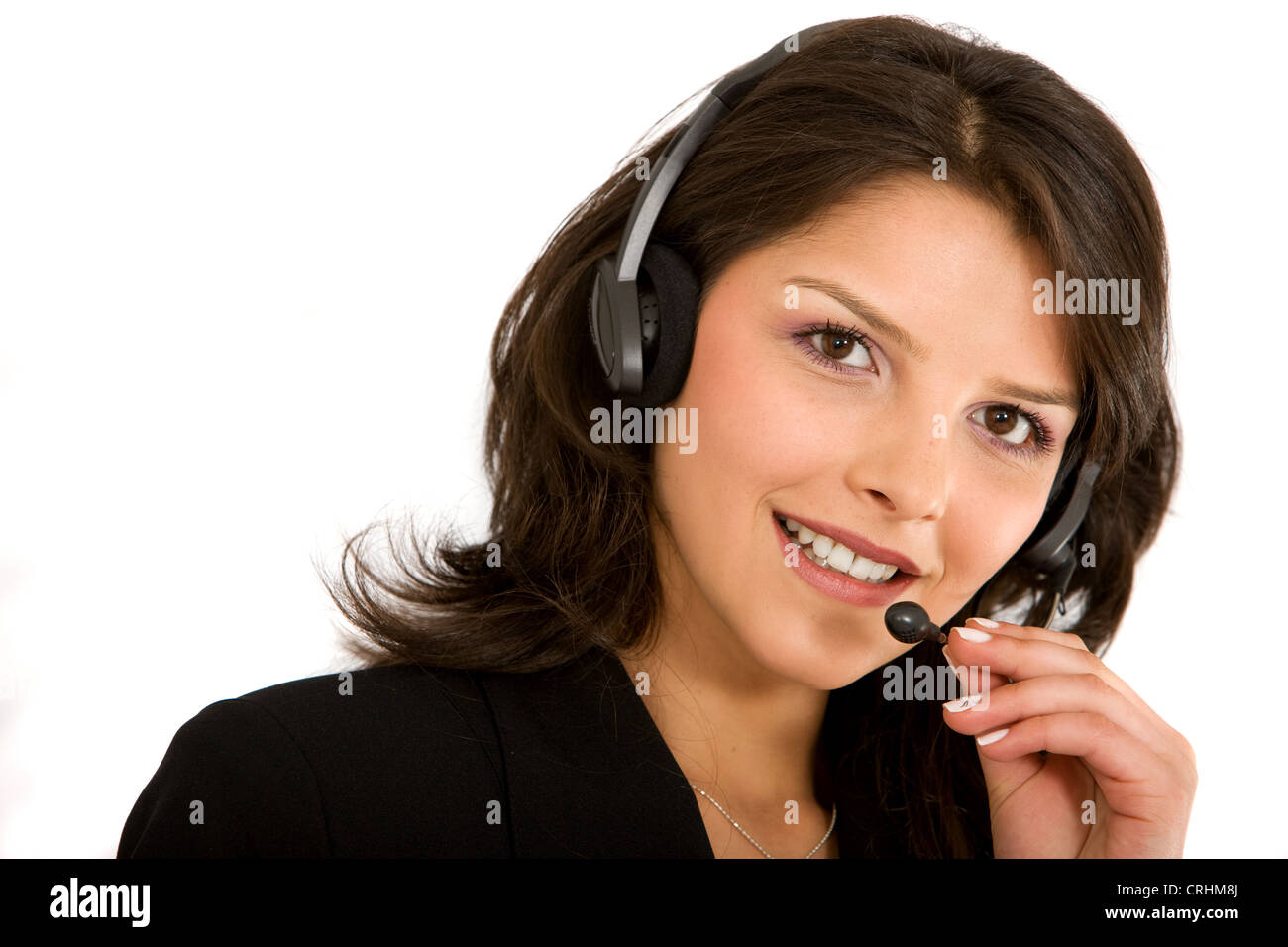 beautiful business customer service woman with headset smiling Stock ...