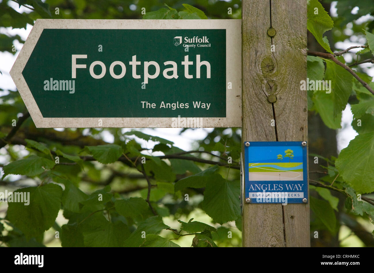 Angles Way footpath sign signpost Suffolk England Stock Photo - Alamy