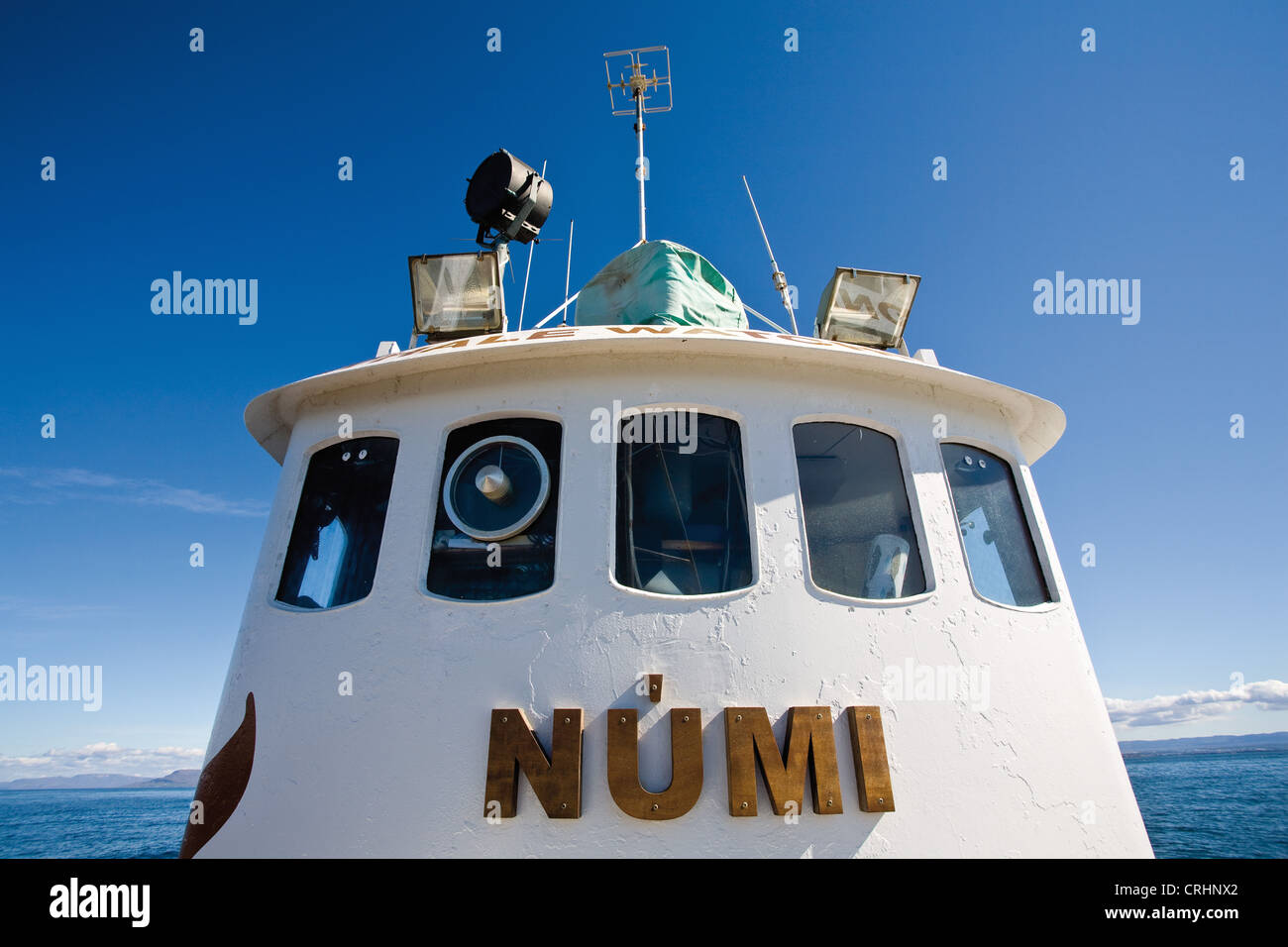 External view of ship's wheelhouse Stock Photo - Alamy