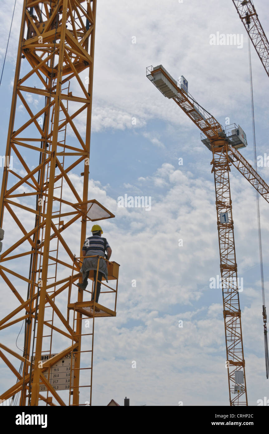 Tower Cranes Crane Operator Construction Site - Heilbronn Germany Stock ...