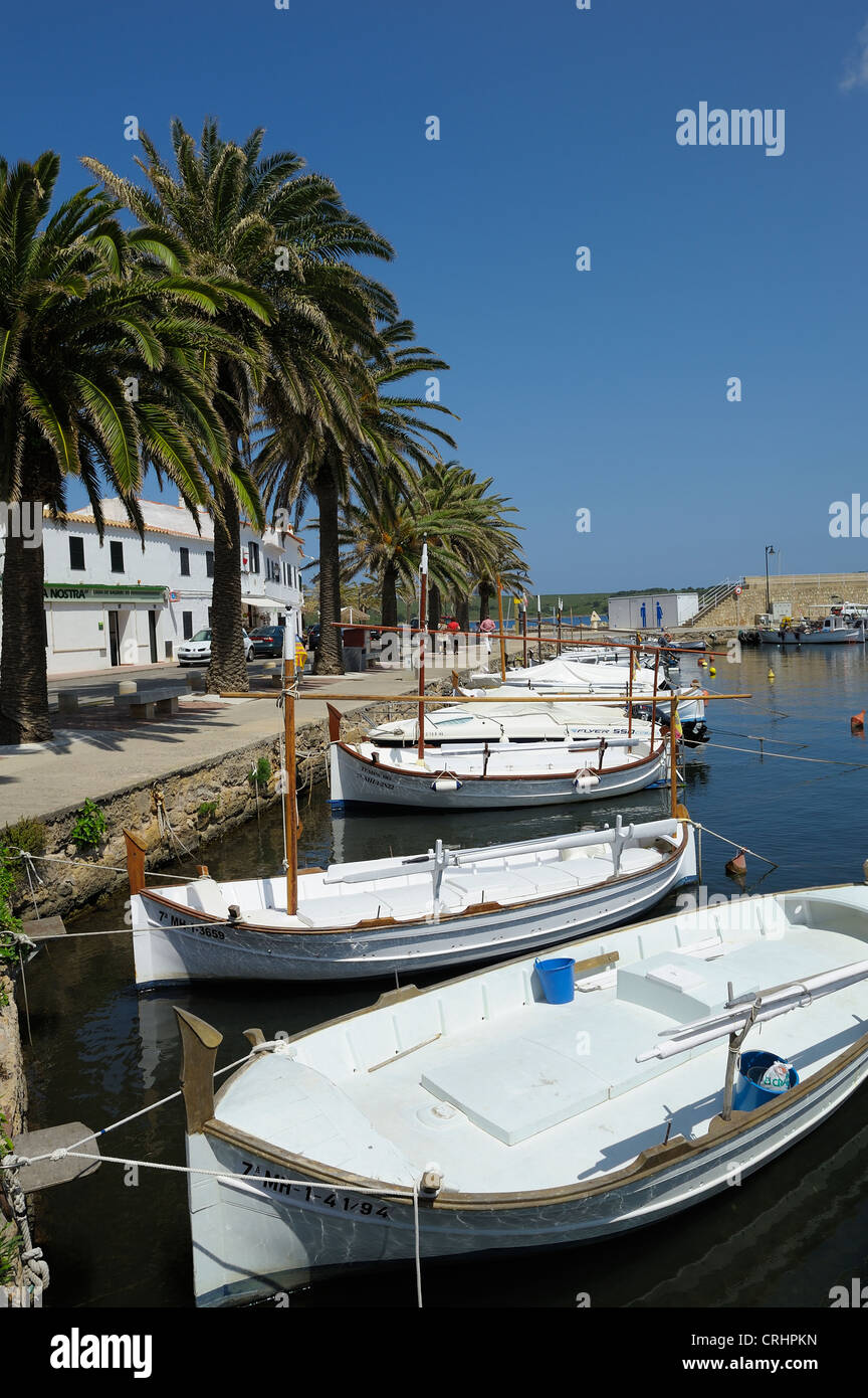 the harbour in the fishing village of fornells menorca balearic islands ...