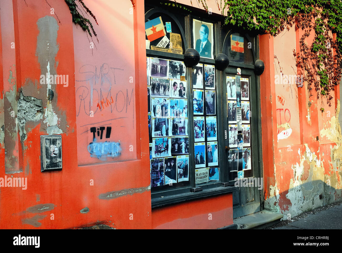 Slovenia, Maribor, an old photographer's window.In the pictures Tito ...