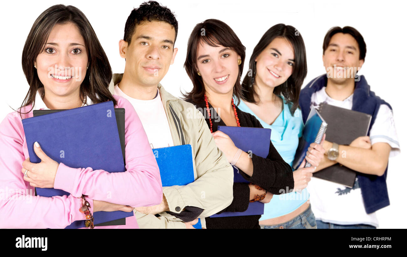 happy university students, focus on girl in pink Stock Photo - Alamy