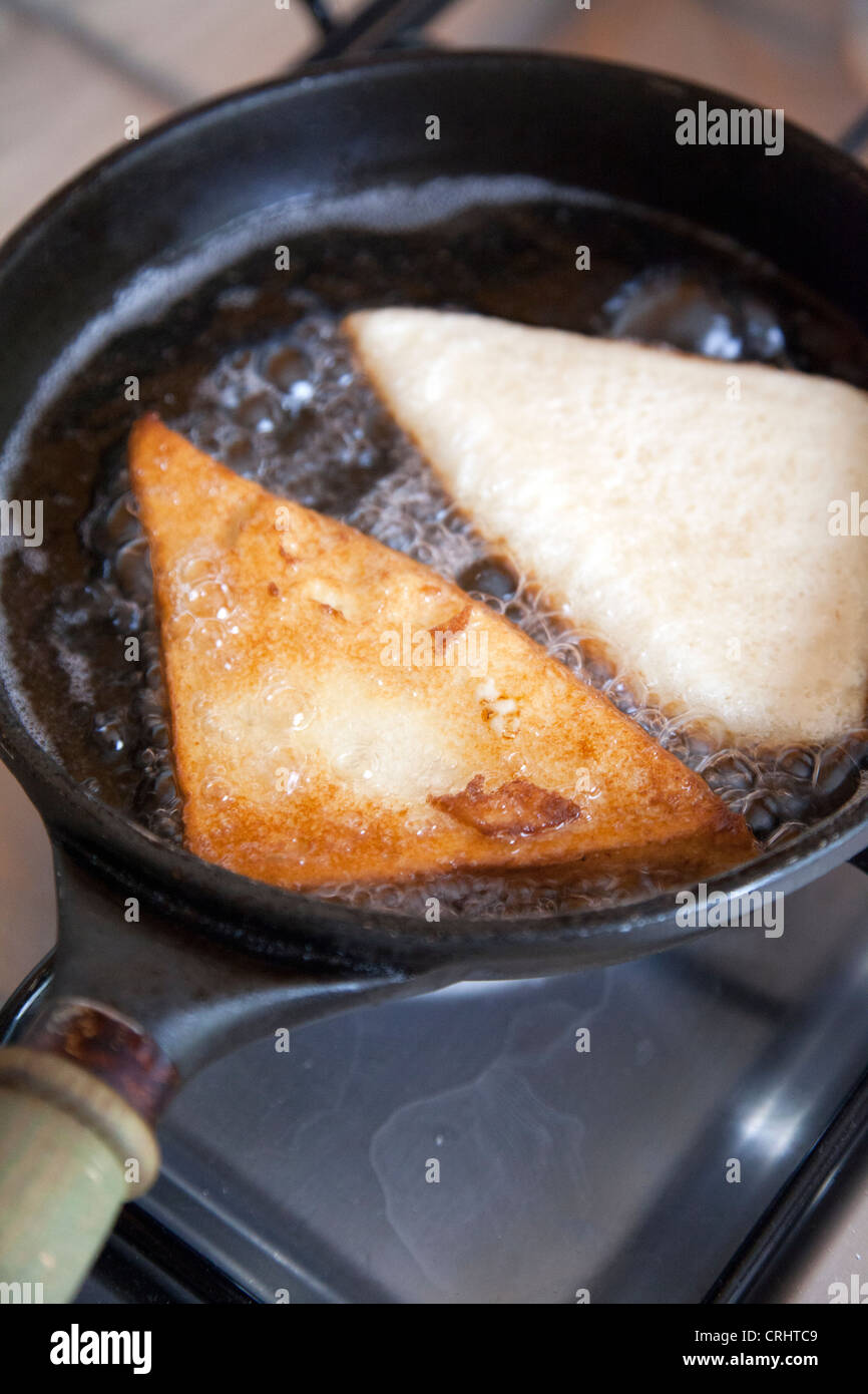 French Toast in Frying pan Stock Photo - Alamy