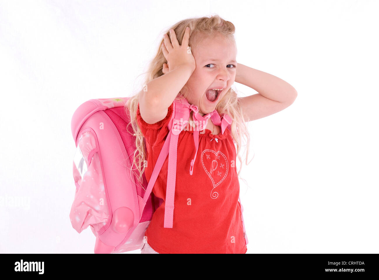 symbolic for overcharged school girl Stock Photo - Alamy