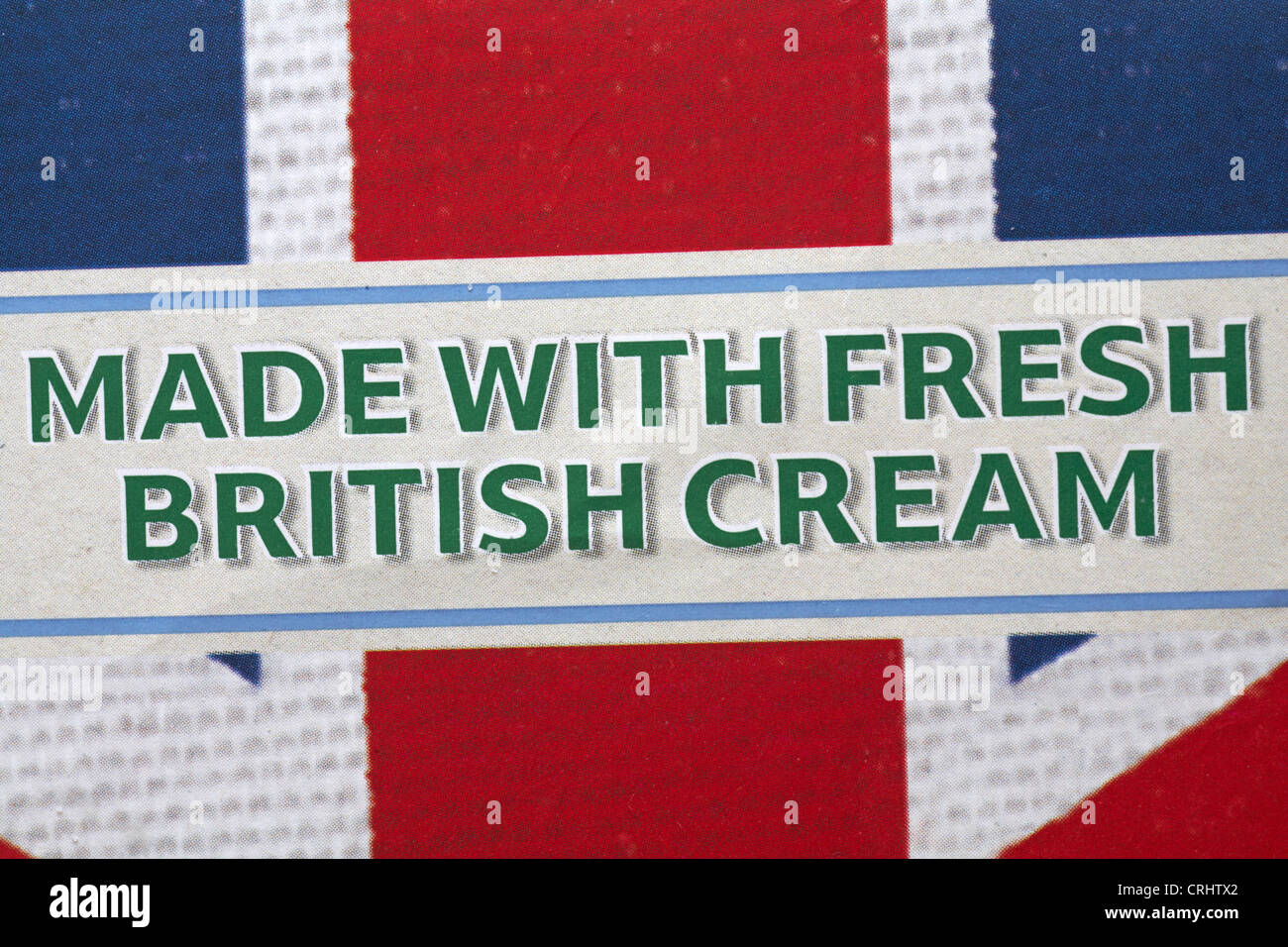Made with fresh British Cream food packaging Stock Photo - Alamy