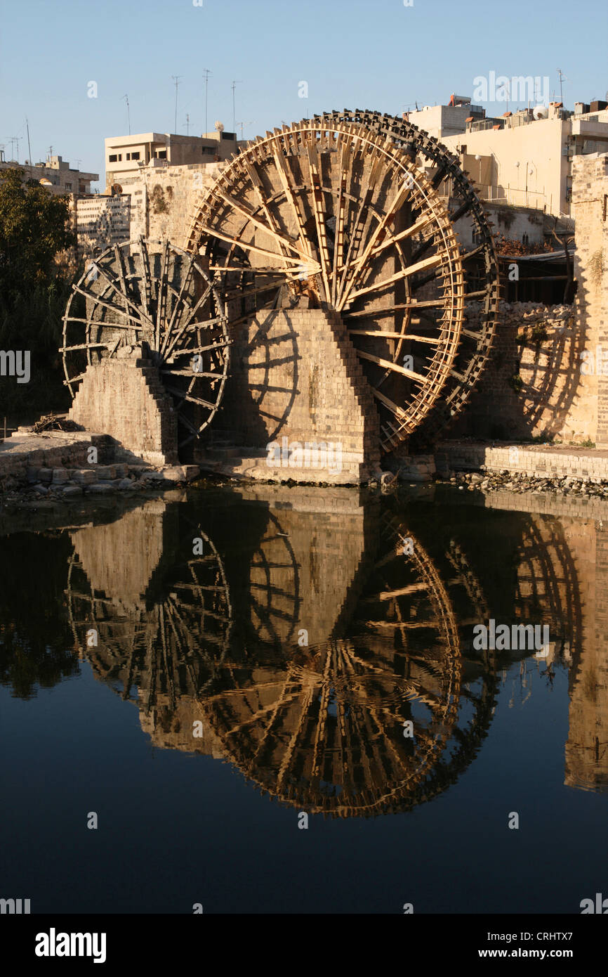 water wheel (Noria), Syria, Hama Stock Photo - Alamy