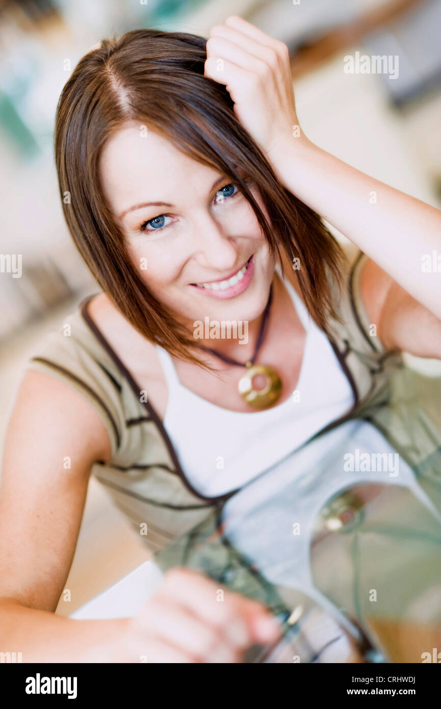 smiling, young woman in portrait Stock Photo - Alamy