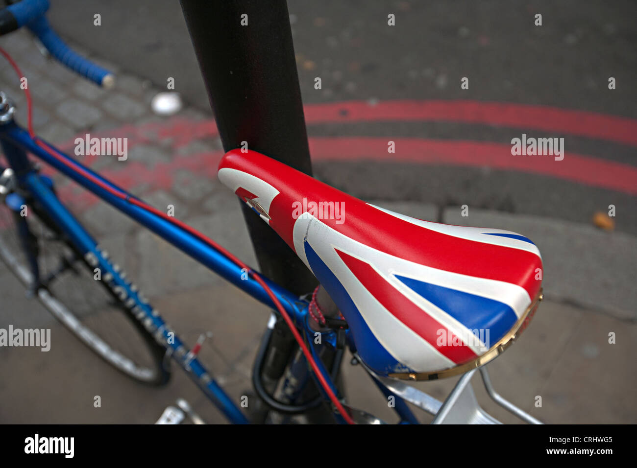 union jack saddle london bike Stock Photo - Alamy