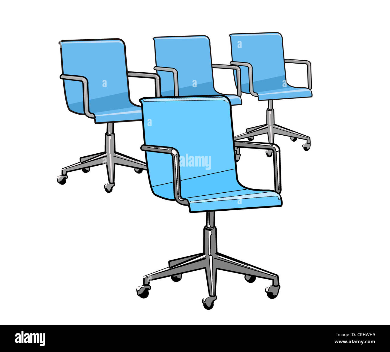 row office chairs with one in the front Stock Photo - Alamy