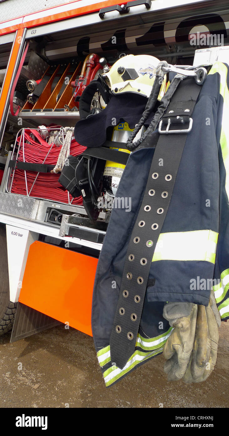 equipment of a fire engine, Germany Stock Photo - Alamy