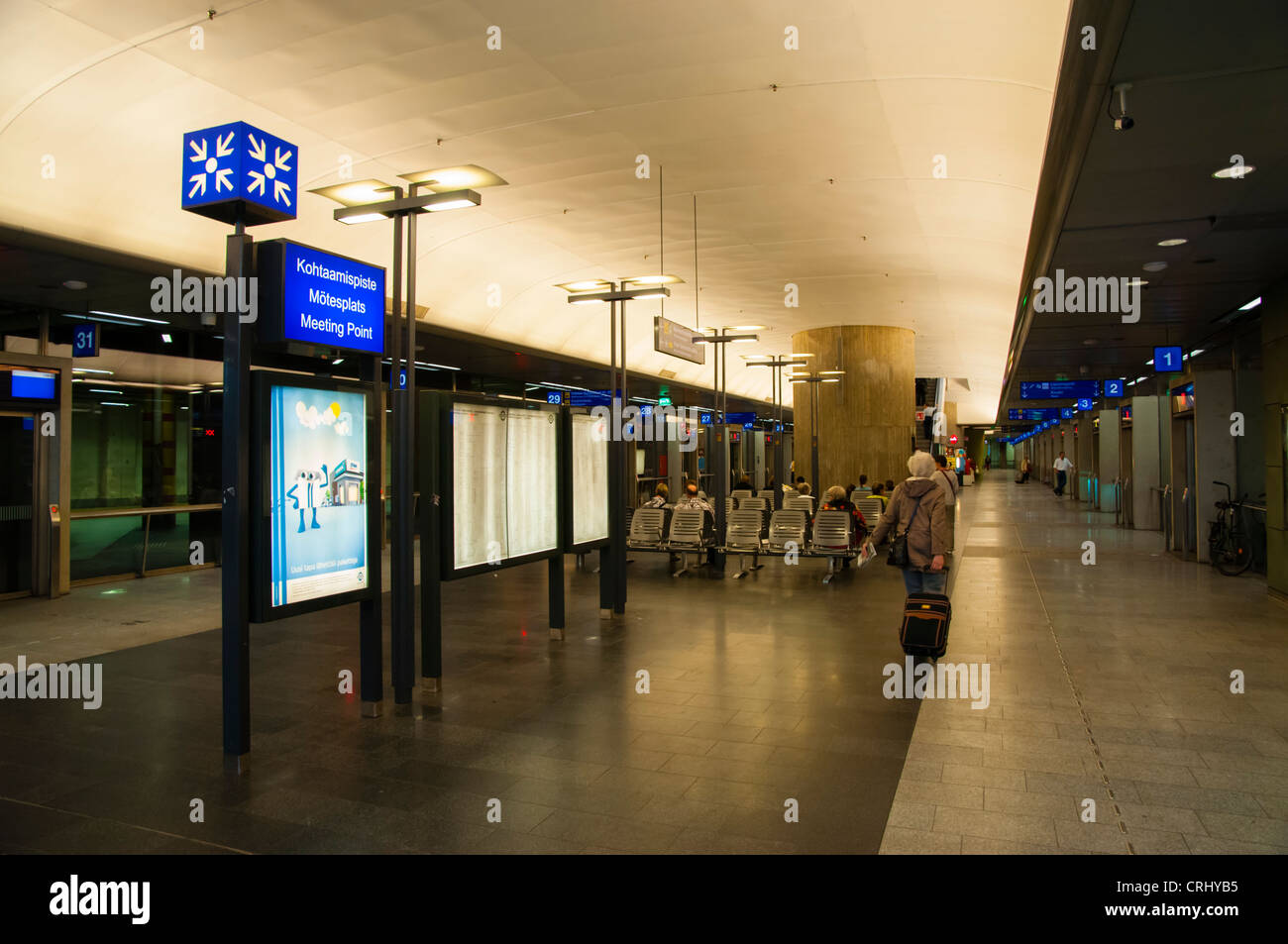 Plaforms for long-distance buses Kamppi bus station central Helsinki ...