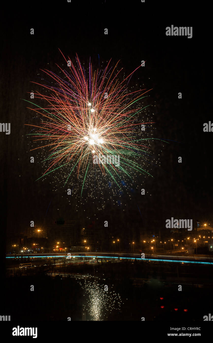 Beautiful firework at night Stock Photo - Alamy