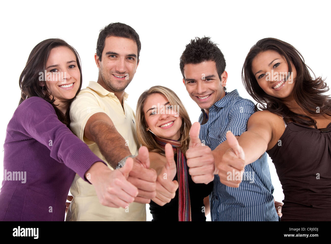 five young people thumbing up with a smile Stock Photo - Alamy