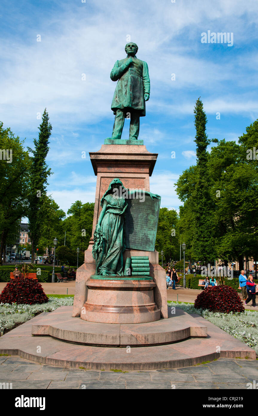 Statue of JL Runeberg the national poet of Finland in Esplanadi park ...