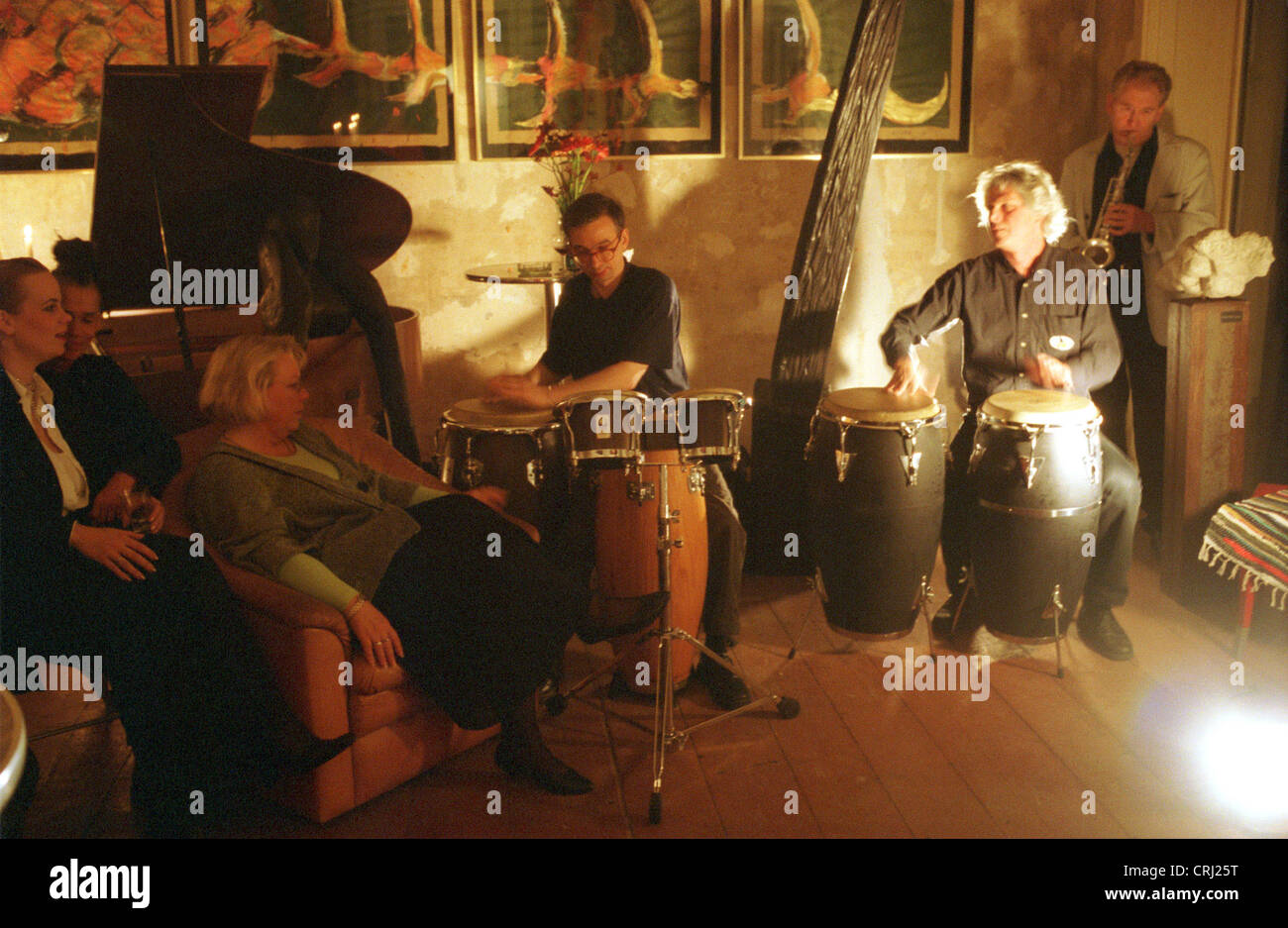 Berlin music band plays a Ausstellungseroeffnung Stock Photo - Alamy