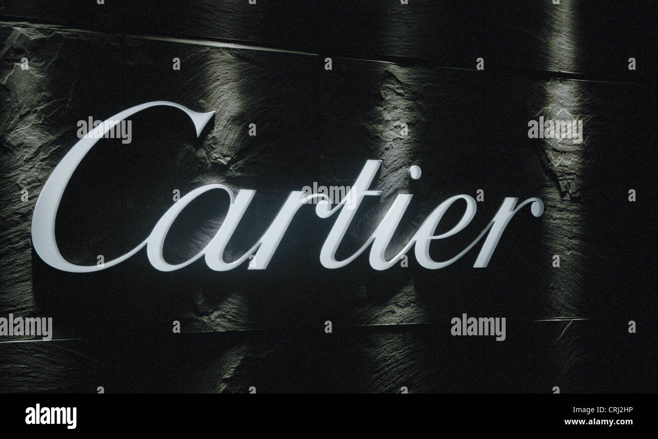 Illuminated lettering Cartier Stock Photo - Alamy