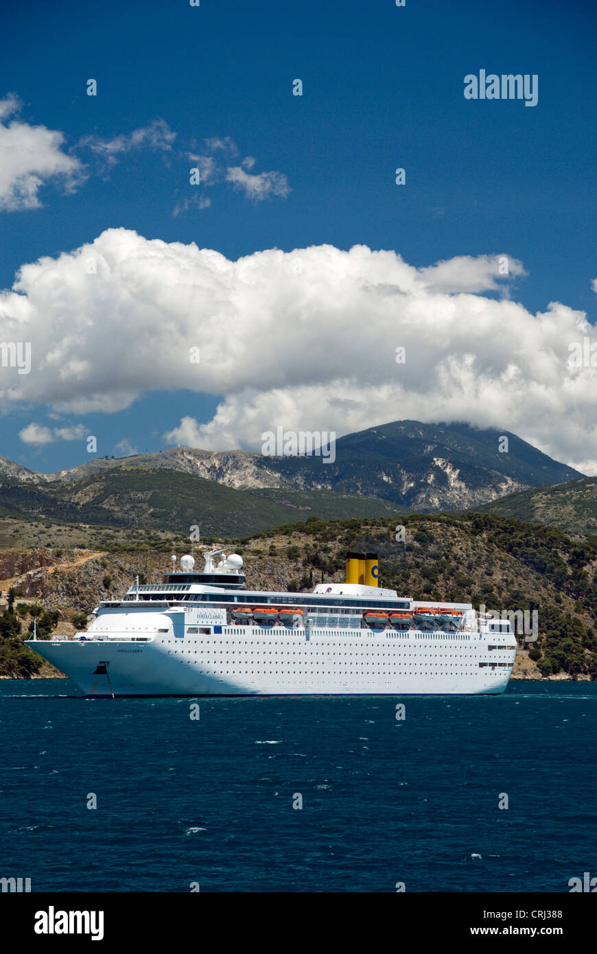 Cruise ship Costa Classica, with Mount Enos in distance, Argostoli Bay ...