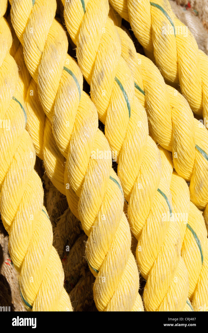 Yellow nylon rope background from a boat Stock Photo - Alamy