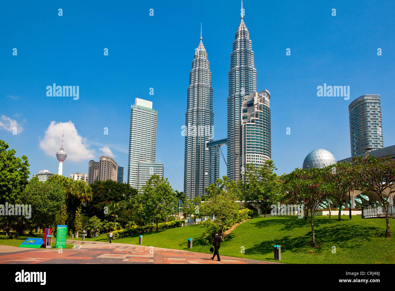 Petronas Twin Towers with KLCC Garden at Kuala Lumpur, Malaysia Stock ...