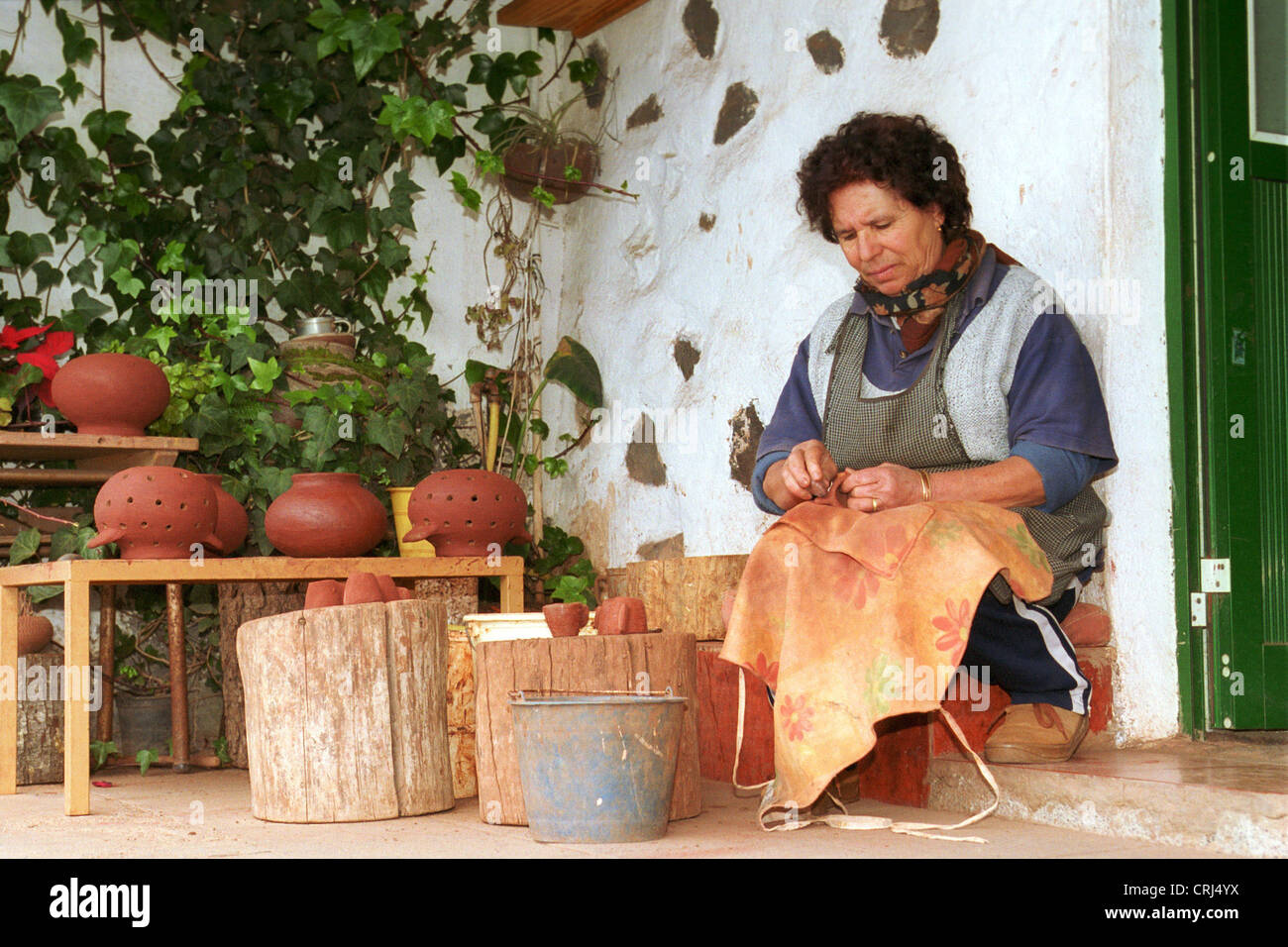 Traditional crafts Toepfer Gomera Stock Photo - Alamy